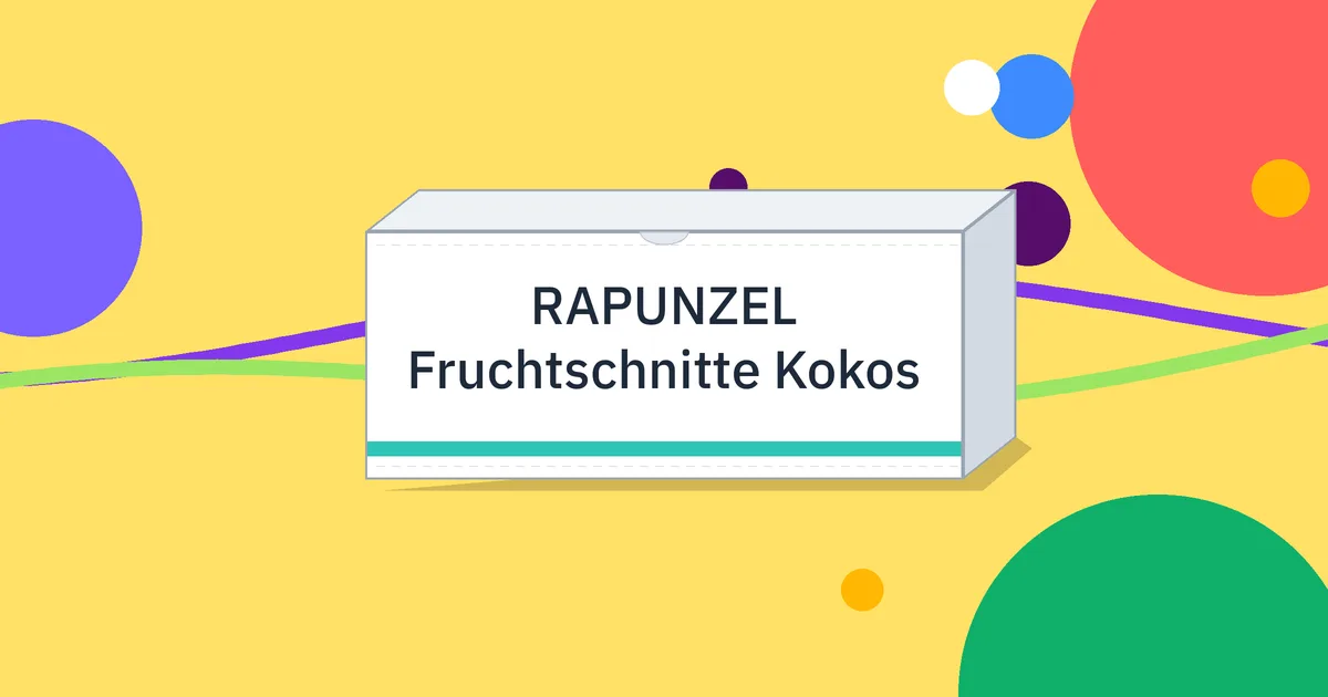 Symbolbild: Packung mit der Aufschrift RAPUNZEL Fruchtschnitte Kokos (PZN 14295944) – Verfügbarkeit und Bezug in Apotheken in Frankfurt am Main