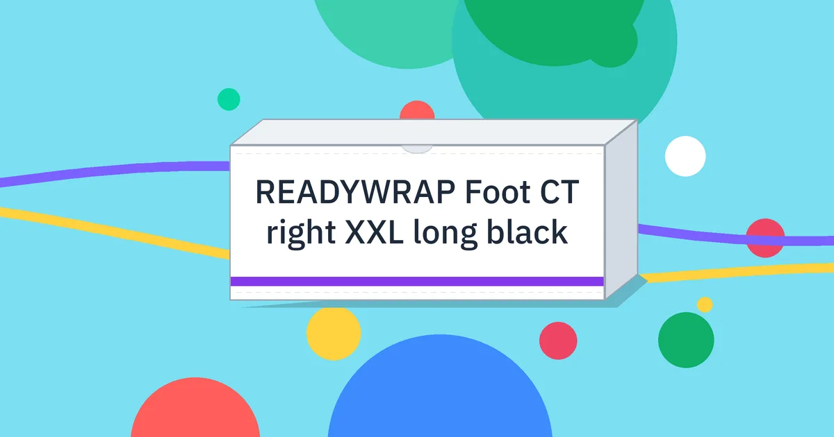 Symbolbild: Packung mit der Aufschrift READYWRAP Foot CT right XXL long black (PZN 18009326) – Verfügbarkeit und Bezug in Apotheken in Frankfurt am Main