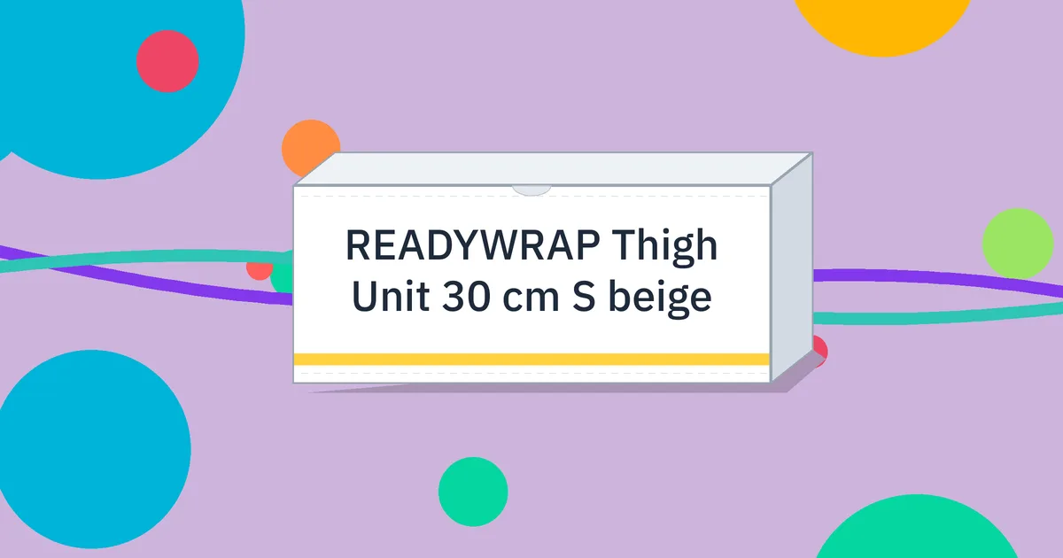 Symbolbild: Packung mit der Aufschrift READYWRAP Thigh Unit 30 cm S beige (PZN 16566904) – Verfügbarkeit und Bezug in Apotheken in Frankfurt am Main