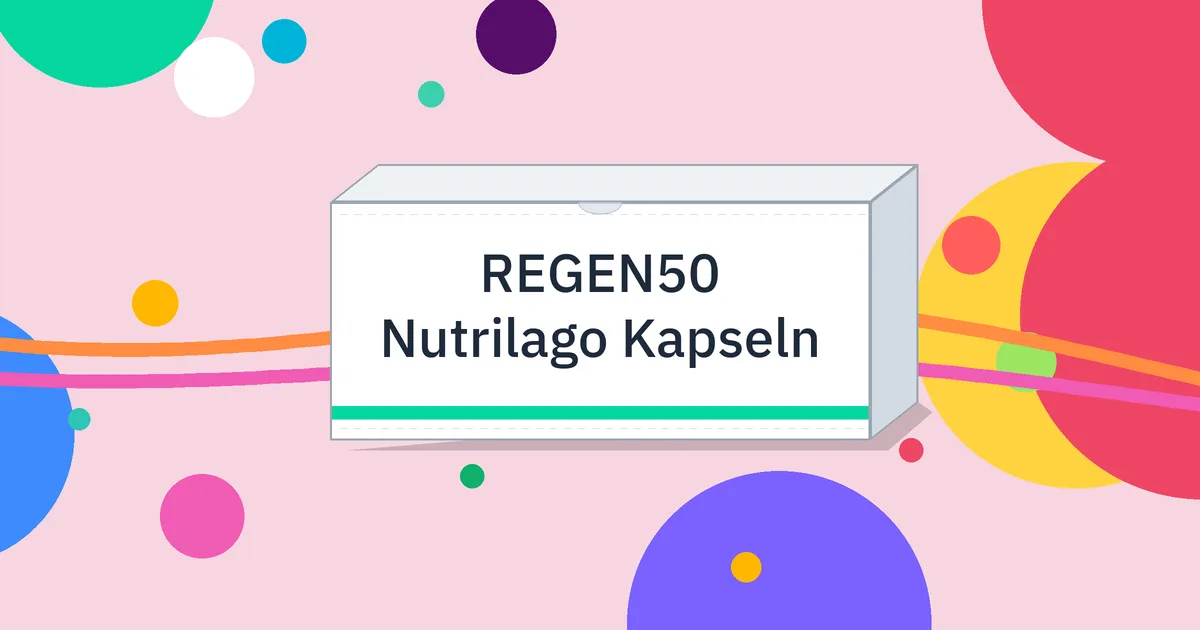 Symbolbild: Packung mit der Aufschrift REGEN50 Nutrilago Kapseln (PZN 17423101) – Verfügbarkeit und Bezug in Apotheken in Frankfurt am Main