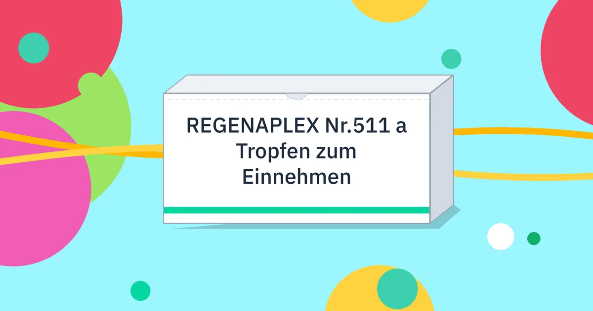 Symbolbild: Packung mit der Aufschrift REGENAPLEX Nr.511 a Tropfen zum Einnehmen (PZN 02643920) – Verfügbarkeit und Bezug in Apotheken in Frankfurt am Main