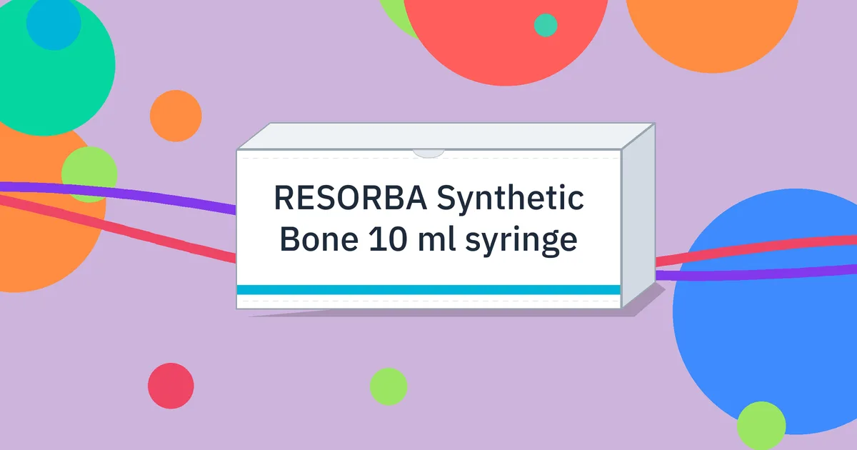 Symbolbild: Packung mit der Aufschrift RESORBA Synthetic Bone 10 ml syringe (PZN 16857435) – Verfügbarkeit und Bezug in Apotheken in Frankfurt am Main