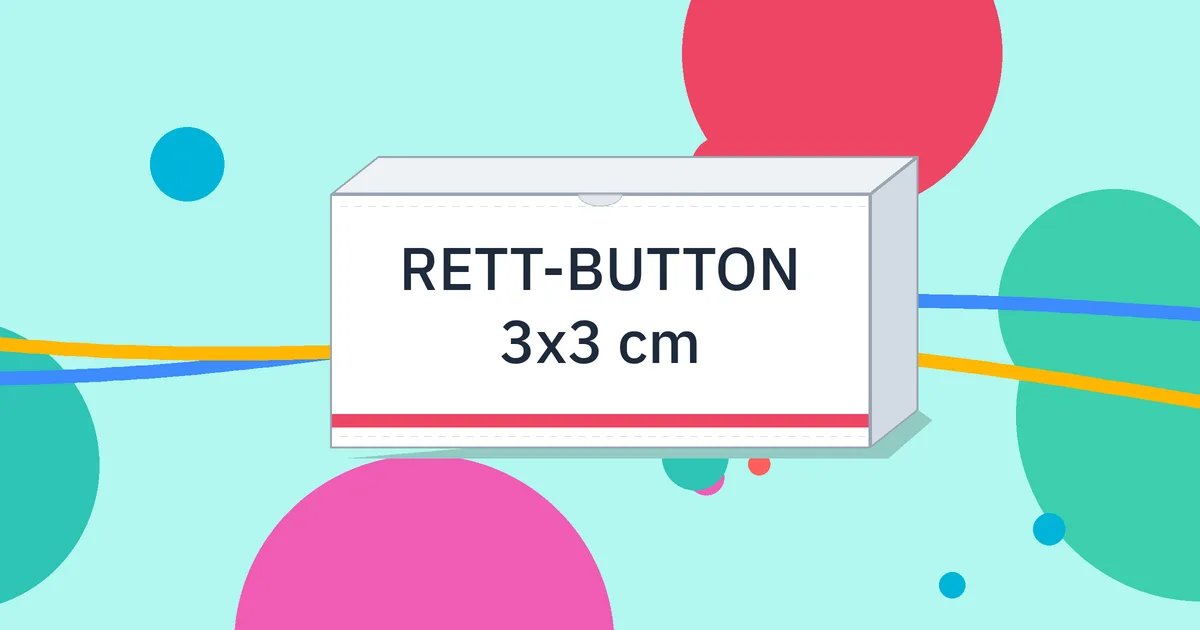 Symbolbild: Packung mit der Aufschrift RETT-BUTTON 3x3 cm (PZN 18795572) – Verfügbarkeit und Bezug in Apotheken in Frankfurt am Main