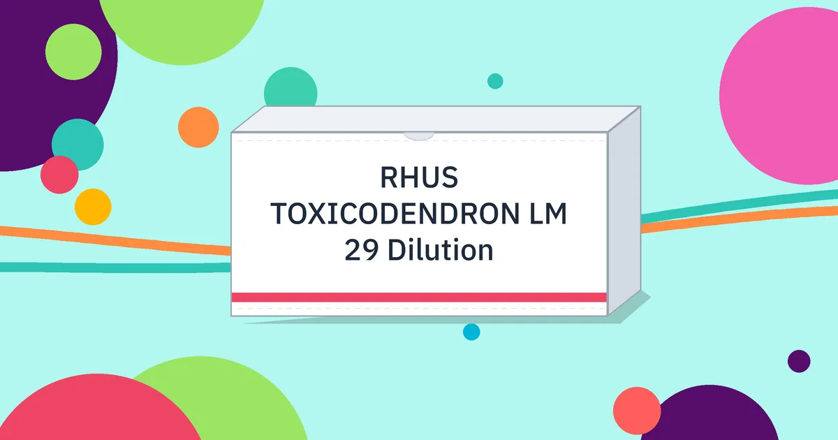 Symbolbild: Packung mit der Aufschrift RHUS TOXICODENDRON LM 29 Dilution (PZN 13053825) – Verfügbarkeit und Bezug in Apotheken in Frankfurt am Main