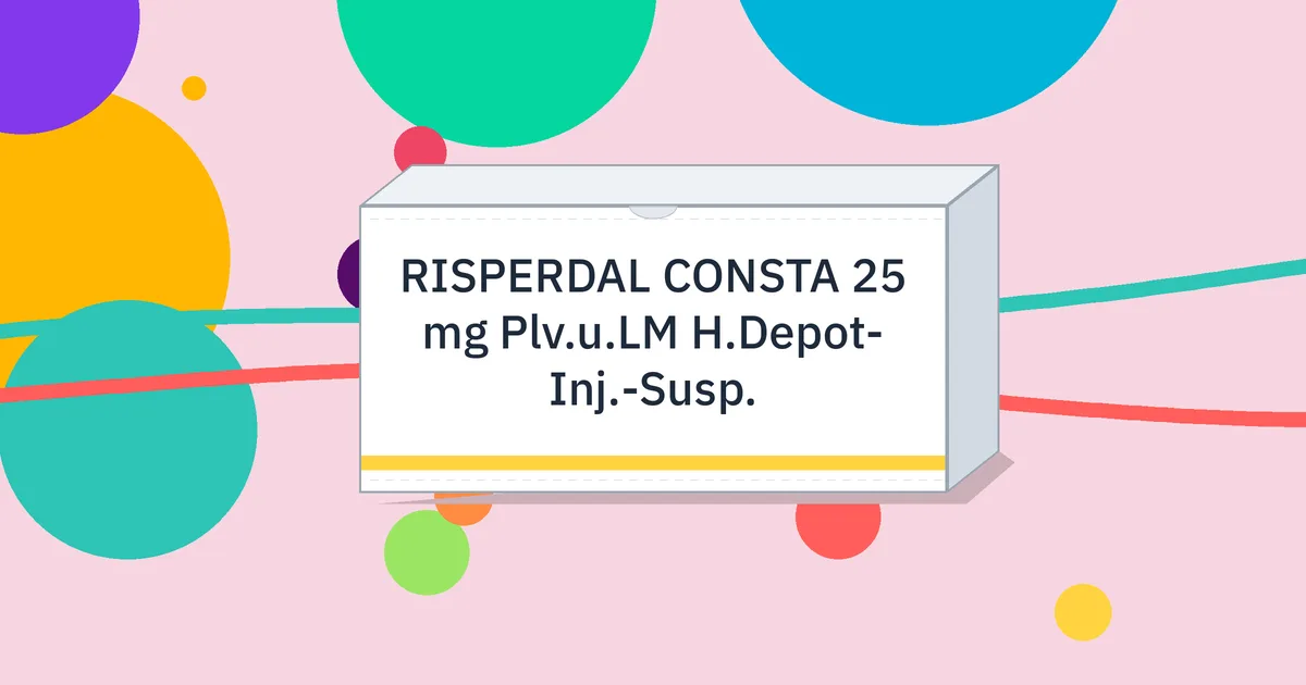 Symbolbild: Packung mit der Aufschrift RISPERDAL CONSTA 25 mg Plv.u.LM H.Depot-Inj.-Susp. (PZN 06551528) – Verfügbarkeit und Bezug in Apotheken in Frankfurt am Main