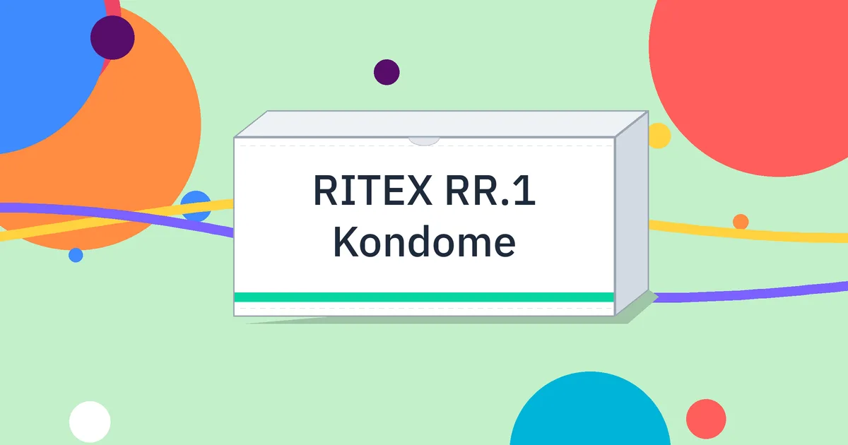 Symbolbild: Packung mit der Aufschrift RITEX RR.1 Kondome (PZN 01222091) – Verfügbarkeit und Bezug in Apotheken in Frankfurt am Main