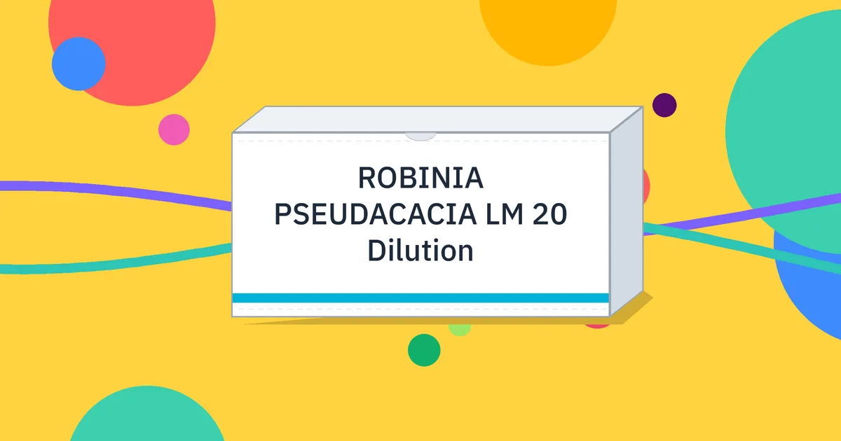 Symbolbild: Packung mit der Aufschrift ROBINIA PSEUDACACIA LM 20 Dilution (PZN 13054983) – Verfügbarkeit und Bezug in Apotheken in Frankfurt am Main