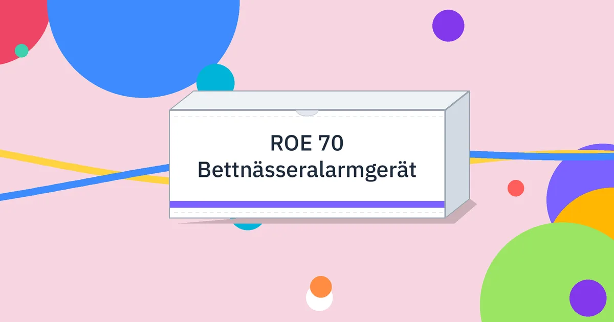 Symbolbild: Packung mit der Aufschrift ROE 70 Bettnässeralarmgerät (PZN 13982163) – Verfügbarkeit und Bezug in Apotheken in Frankfurt am Main