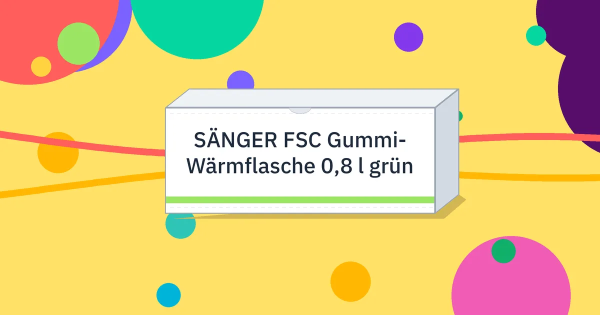 Symbolbild: Packung mit der Aufschrift SÄNGER FSC Gummi-Wärmflasche 0,8 l grün (PZN 18793343) – Verfügbarkeit und Bezug in Apotheken in Frankfurt am Main