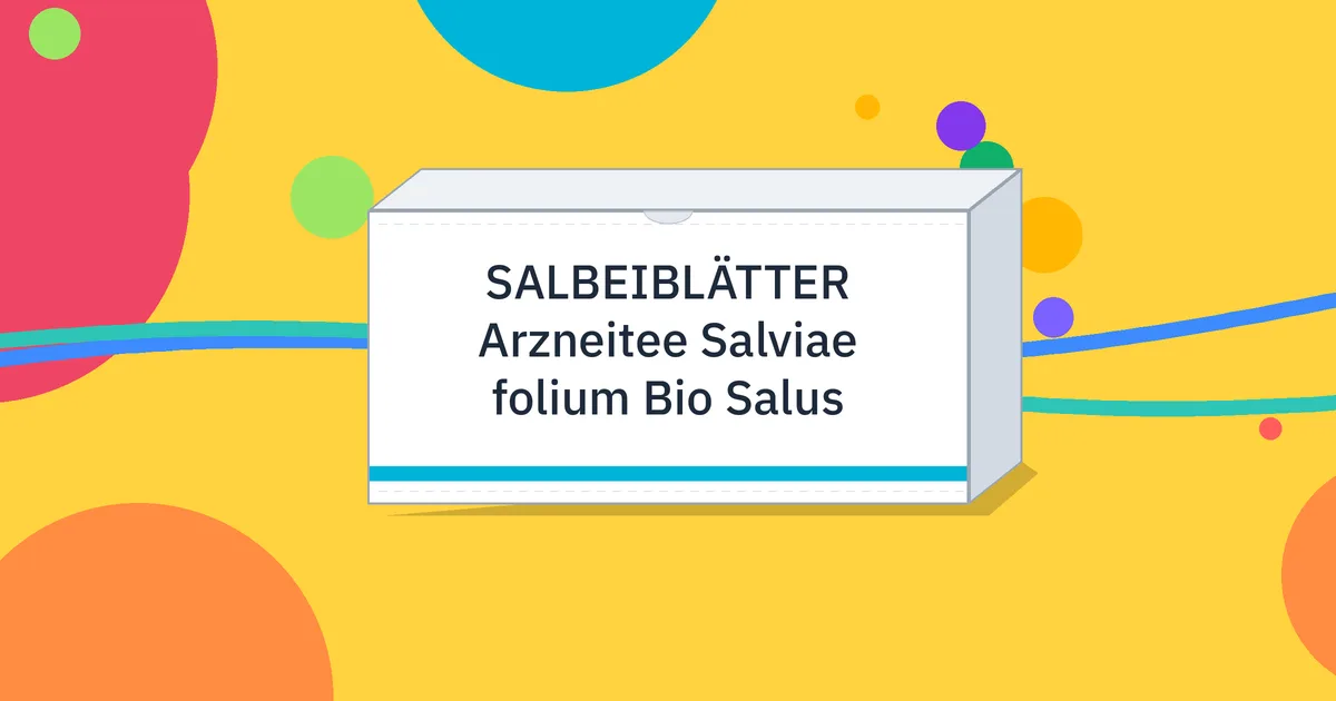 Symbolbild: Packung mit der Aufschrift SALBEIBLÄTTER Arzneitee Salviae folium Bio Salus (PZN 03424870) – Verfügbarkeit und Bezug in Apotheken in Frankfurt am Main