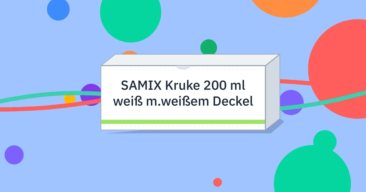 Symbolbild: Packung mit der Aufschrift SAMIX Kruke 200 ml weiß m.weißem Deckel (PZN 11480894) – Verfügbarkeit und Bezug in Apotheken in Frankfurt am Main