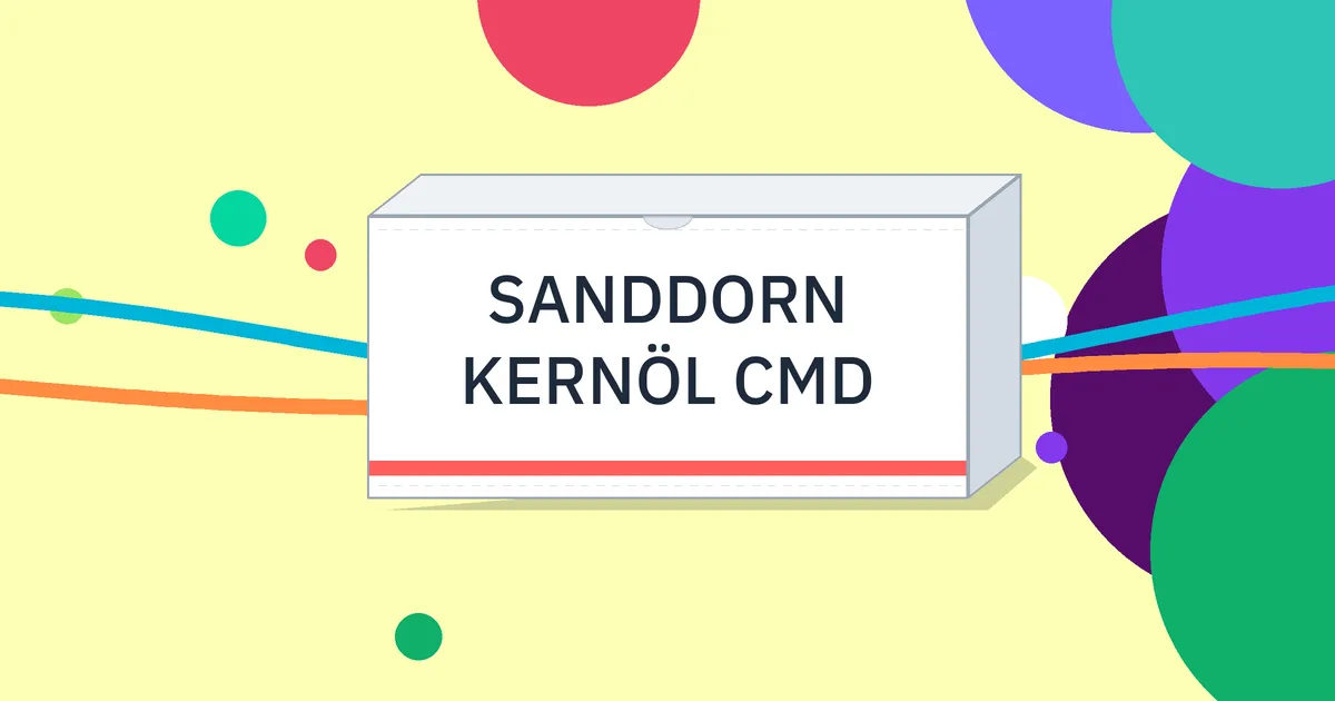 Symbolbild: Packung mit der Aufschrift SANDDORN KERNÖL CMD (PZN 09946753) – Verfügbarkeit und Bezug in Apotheken in Frankfurt am Main