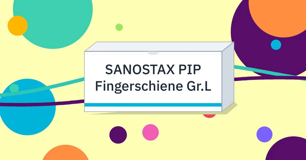 Symbolbild: Packung mit der Aufschrift SANOSTAX PIP Fingerschiene Gr.L (PZN 07144469) – Verfügbarkeit und Bezug in Apotheken in Frankfurt am Main