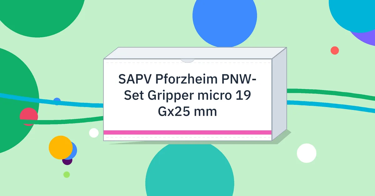 Symbolbild: Packung mit der Aufschrift SAPV Pforzheim PNW-Set Gripper micro 19 Gx25 mm (PZN 13868303) – Verfügbarkeit und Bezug in Apotheken in Frankfurt am Main