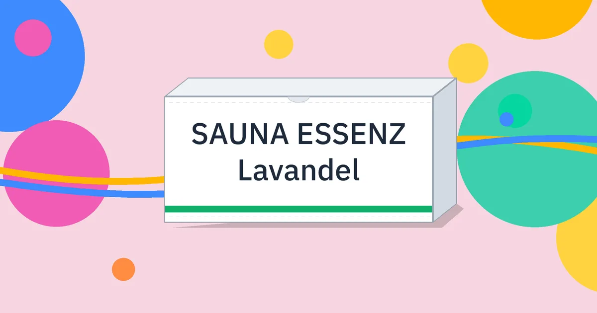 Symbolbild: Packung mit der Aufschrift SAUNA ESSENZ Lavandel (PZN 07736098) – Verfügbarkeit und Bezug in Apotheken in Frankfurt am Main