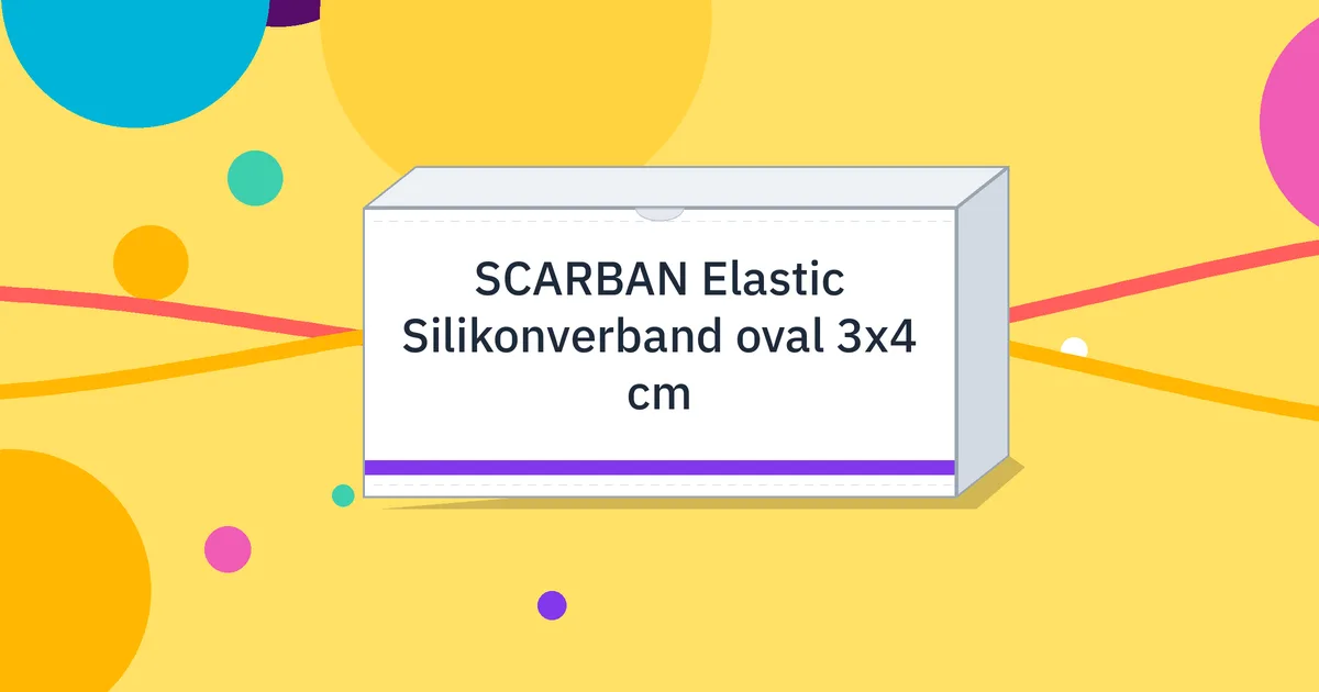 Symbolbild: Packung mit der Aufschrift SCARBAN Elastic Silikonverband oval 3x4 cm (PZN 04740231) – Verfügbarkeit und Bezug in Apotheken in Frankfurt am Main