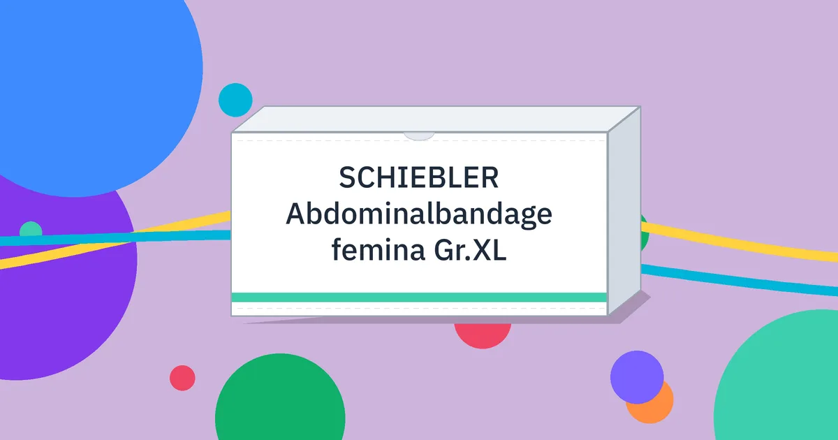 Symbolbild: Packung mit der Aufschrift SCHIEBLER Abdominalbandage femina Gr.XL (PZN 06990966) – Verfügbarkeit und Bezug in Apotheken in Frankfurt am Main