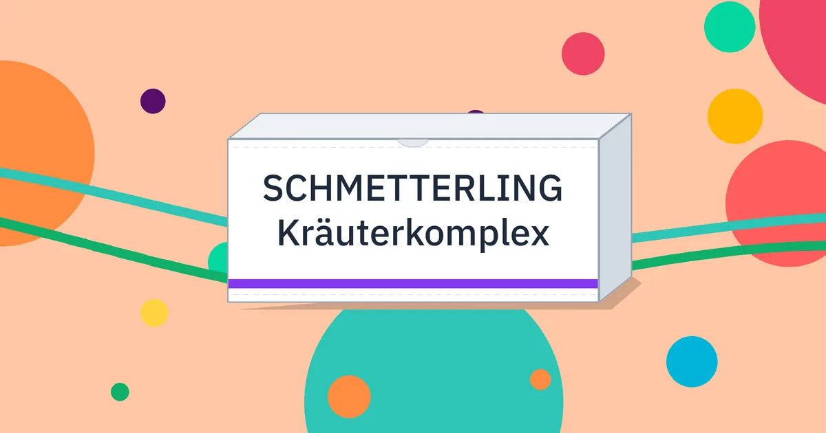 Symbolbild: Packung mit der Aufschrift SCHMETTERLING Kräuterkomplex (PZN 11526975) – Verfügbarkeit und Bezug in Apotheken in Frankfurt am Main