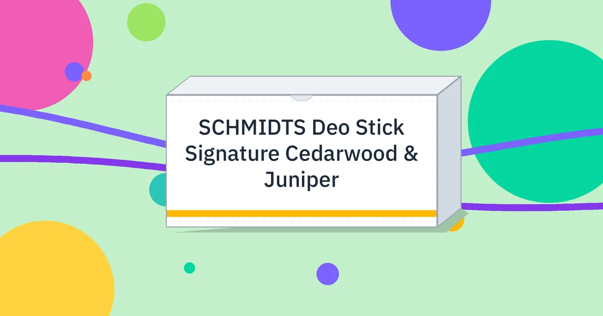 Symbolbild: Packung mit der Aufschrift SCHMIDTS Deo Stick Signature Cedarwood & Juniper (PZN 16023003) – Verfügbarkeit und Bezug in Apotheken in Frankfurt am Main