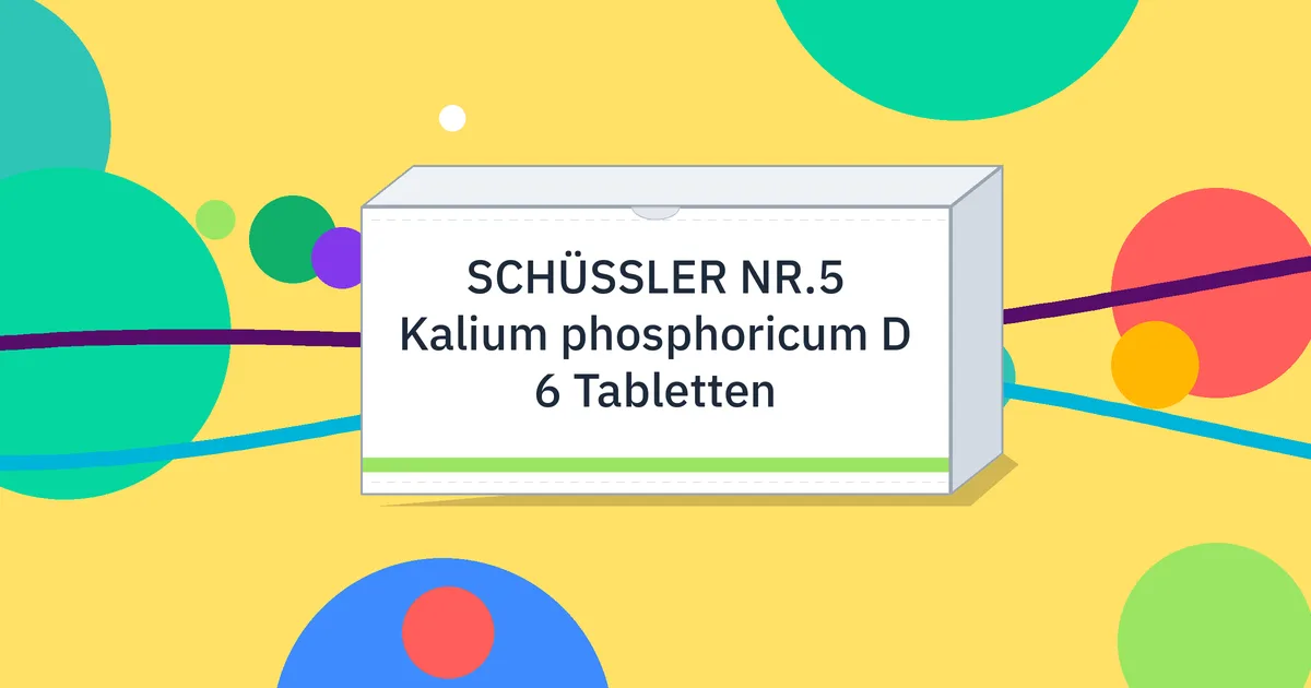 Symbolbild: Packung mit der Aufschrift SCHÜSSLER NR.5 Kalium phosphoricum D 6 Tabletten (PZN 10990564) – Verfügbarkeit und Bezug in Apotheken in Frankfurt am Main