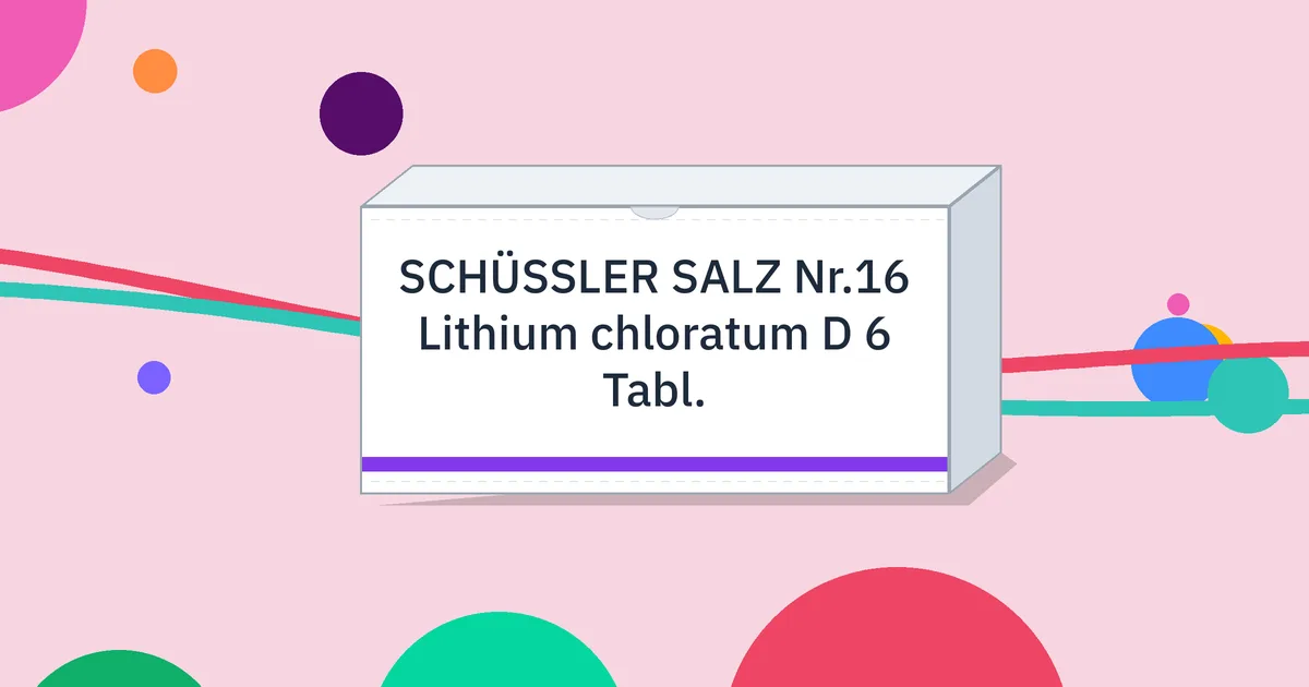Symbolbild: Packung mit der Aufschrift SCHÜSSLER SALZ Nr.16 Lithium chloratum D 6 Tabl. (PZN 19644036) – Verfügbarkeit und Bezug in Apotheken in Frankfurt am Main