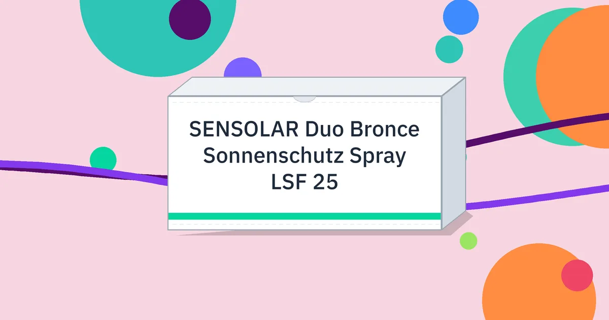 Symbolbild: Packung mit der Aufschrift SENSOLAR Duo Bronce Sonnenschutz Spray LSF 25 (PZN 15257064) – Verfügbarkeit und Bezug in Apotheken in Frankfurt am Main