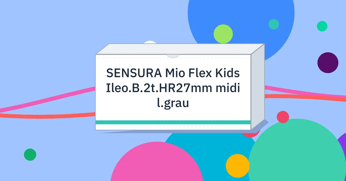 Symbolbild: Packung mit der Aufschrift SENSURA Mio Flex Kids Ileo.B.2t.HR27mm midi l.grau (PZN 15410732) – Verfügbarkeit und Bezug in Apotheken in Frankfurt am Main