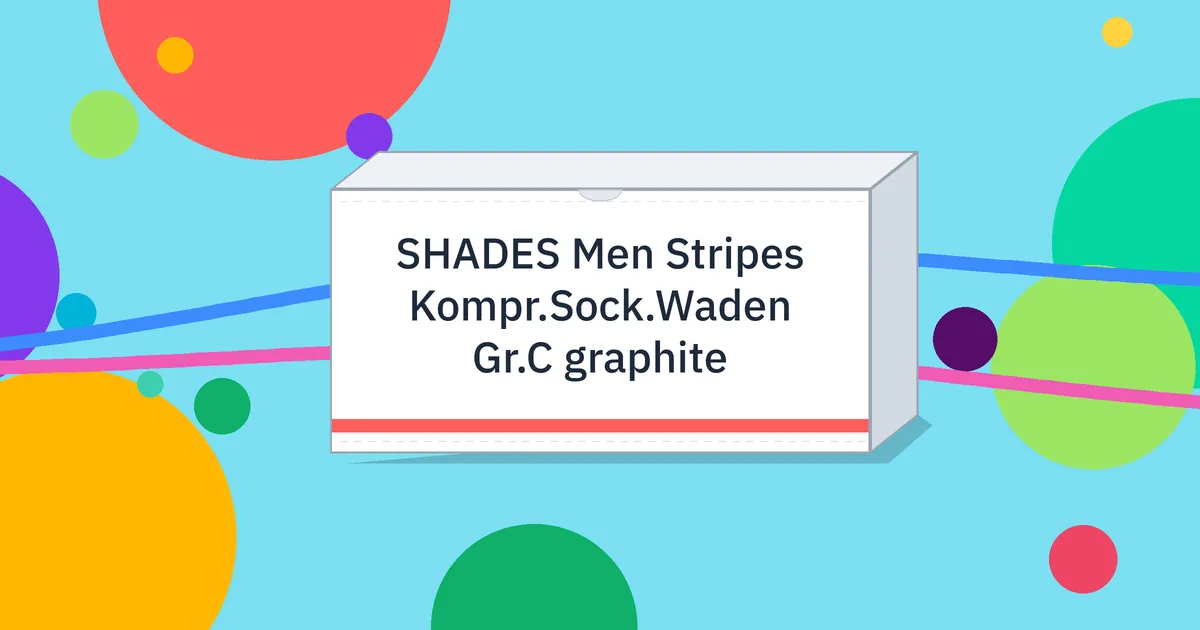 Symbolbild: Packung mit der Aufschrift SHADES Men Stripes Kompr.Sock.Waden Gr.C graphite (PZN 15589501) – Verfügbarkeit und Bezug in Apotheken in Frankfurt am Main