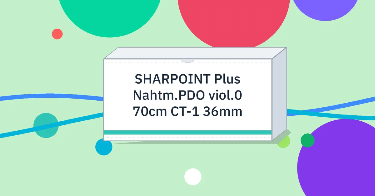 Symbolbild: Packung mit der Aufschrift SHARPOINT Plus Nahtm.PDO viol.0 70cm CT-1 36mm (PZN 17994281) – Verfügbarkeit und Bezug in Apotheken in Frankfurt am Main