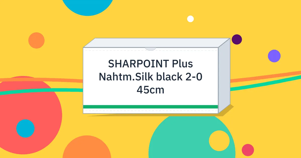 Symbolbild: Packung mit der Aufschrift SHARPOINT Plus Nahtm.Silk black 2-0 45cm (PZN 17994855) – Verfügbarkeit und Bezug in Apotheken in Frankfurt am Main