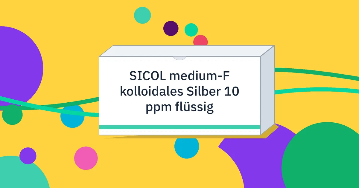 Symbolbild: Packung mit der Aufschrift SICOL medium-F kolloidales Silber 10 ppm flüssig (PZN 12554293) – Verfügbarkeit und Bezug in Apotheken in Frankfurt am Main