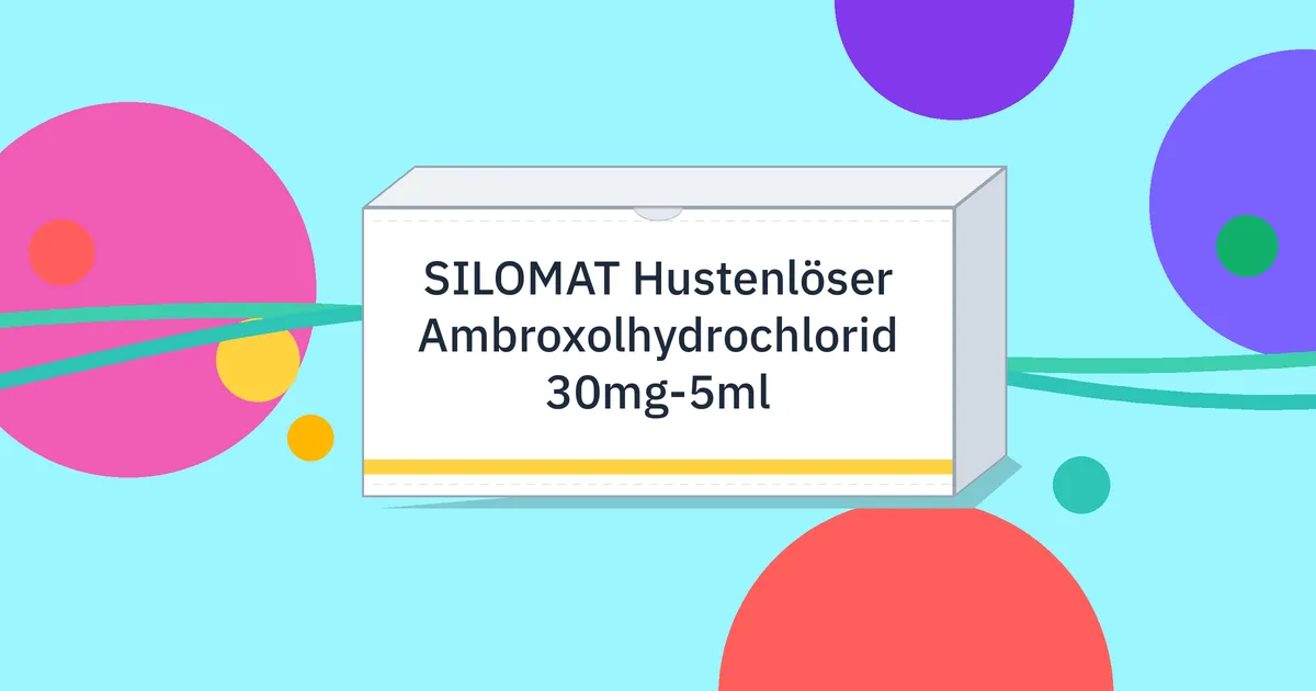 Symbolbild: Packung mit der Aufschrift SILOMAT Hustenlöser Ambroxolhydrochlorid 30mg-5ml (PZN 18892565) – Verfügbarkeit und Bezug in Apotheken in Frankfurt am Main