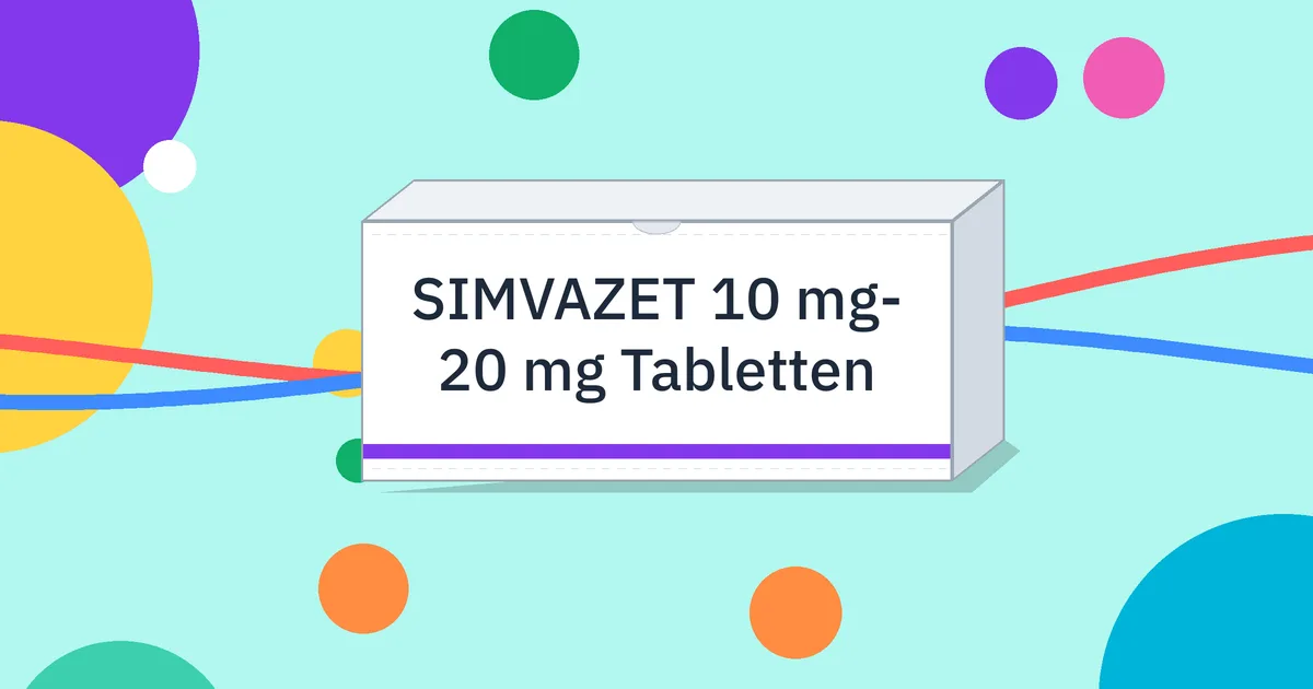 Symbolbild: Packung mit der Aufschrift SIMVAZET 10 mg-20 mg Tabletten (PZN 13970562) – Verfügbarkeit und Bezug in Apotheken in Frankfurt am Main