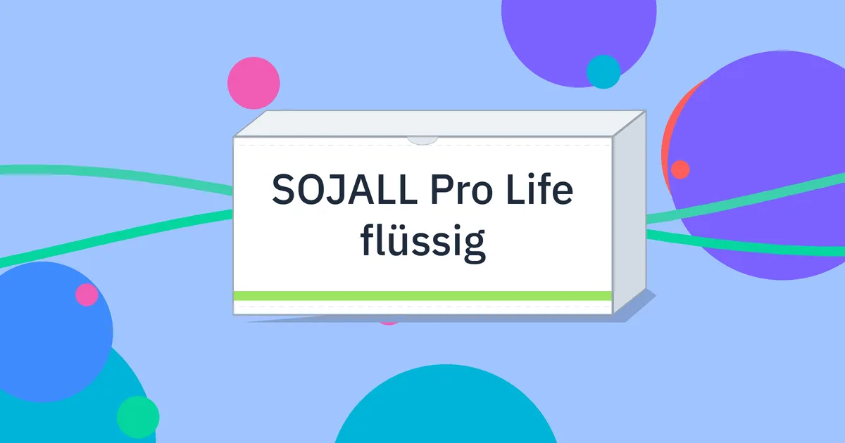 Symbolbild: Packung mit der Aufschrift SOJALL Pro Life flüssig (PZN 12592885) – Verfügbarkeit und Bezug in Apotheken in Frankfurt am Main