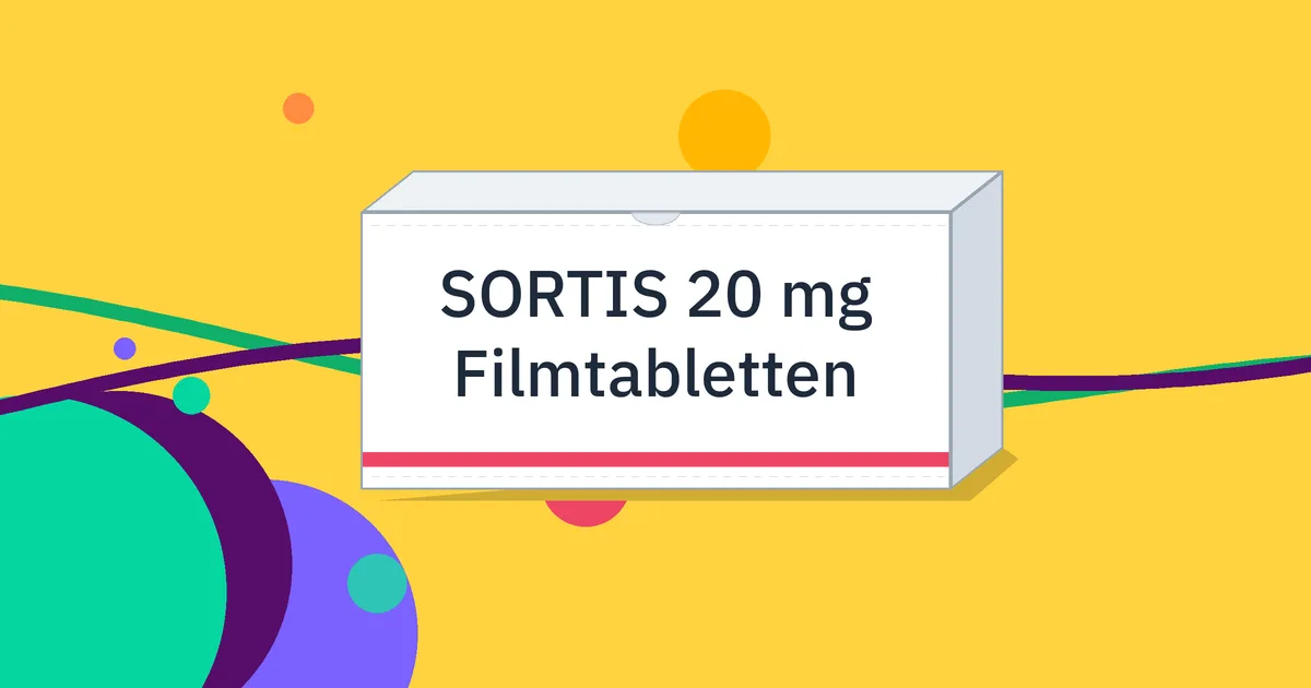 Symbolbild: Packung mit der Aufschrift SORTIS 20 mg Filmtabletten (PZN 19196520) – Verfügbarkeit und Bezug in Apotheken in Frankfurt am Main
