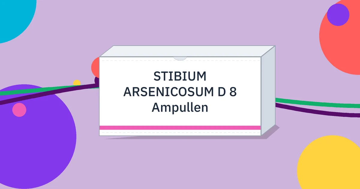 Symbolbild: Packung mit der Aufschrift STIBIUM ARSENICOSUM D 8 Ampullen (PZN 01626701) – Verfügbarkeit und Bezug in Apotheken in Frankfurt am Main