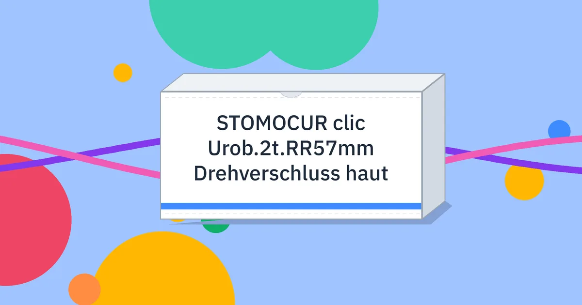 Symbolbild: Packung mit der Aufschrift STOMOCUR clic Urob.2t.RR57mm Drehverschluss haut (PZN 17554872) – Verfügbarkeit und Bezug in Apotheken in Frankfurt am Main