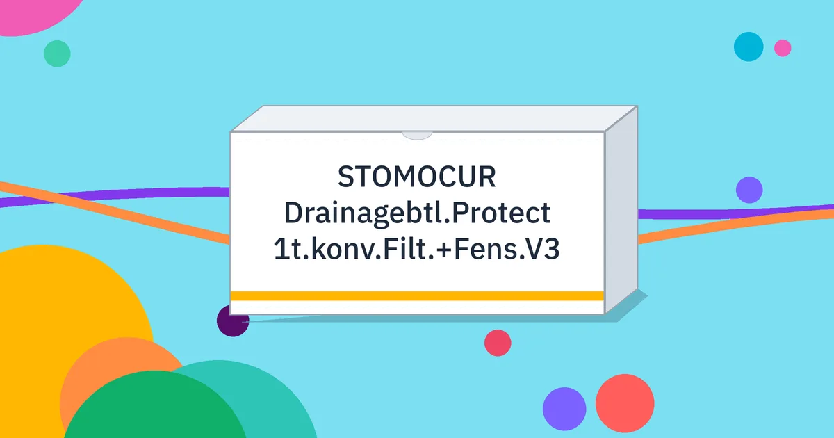 Symbolbild: Packung mit der Aufschrift STOMOCUR Drainagebtl.Protect 1t.konv.Filt.+Fens.V3 (PZN 12465135) – Verfügbarkeit und Bezug in Apotheken in Frankfurt am Main