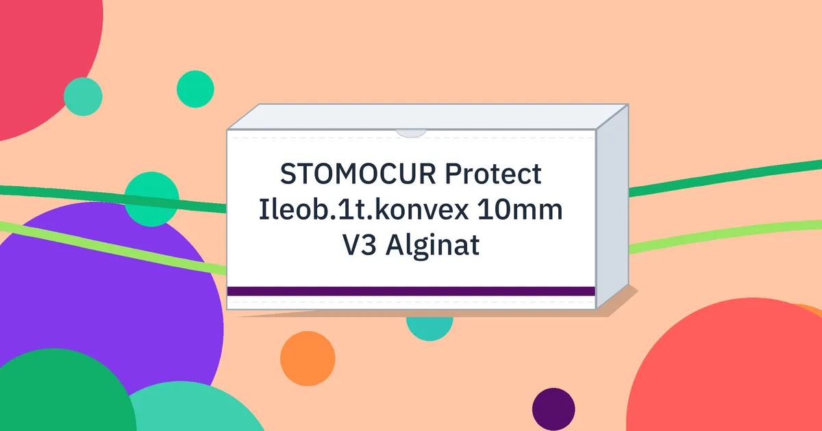 Symbolbild: Packung mit der Aufschrift STOMOCUR Protect Ileob.1t.konvex 10mm V3 Alginat (PZN 18192514) – Verfügbarkeit und Bezug in Apotheken in Frankfurt am Main