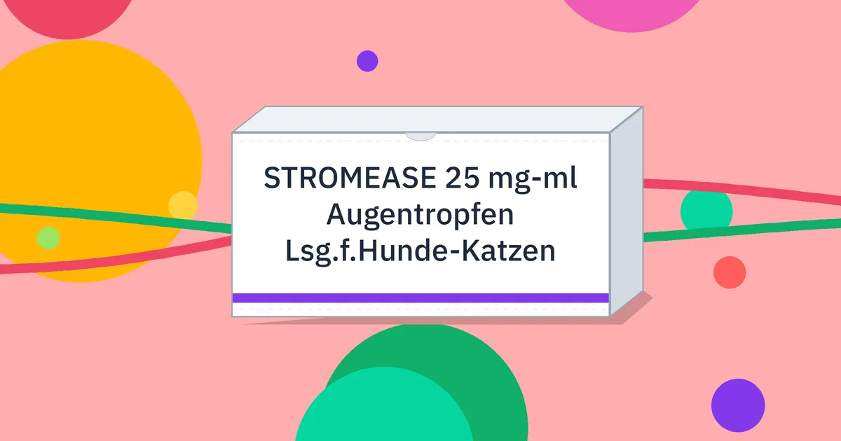 Symbolbild: Packung mit der Aufschrift STROMEASE 25 mg-ml Augentropfen Lsg.f.Hunde-Katzen (PZN 19491911) – Verfügbarkeit und Bezug in Apotheken in Frankfurt am Main