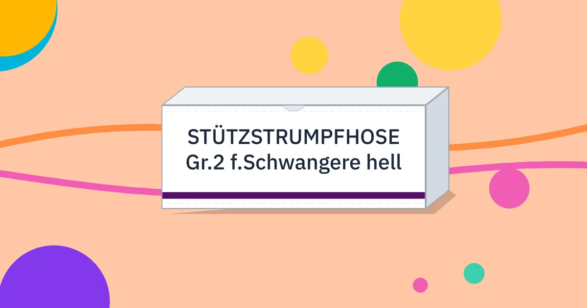 Symbolbild: Packung mit der Aufschrift STÜTZSTRUMPFHOSE Gr.2 f.Schwangere hell (PZN 01978506) – Verfügbarkeit und Bezug in Apotheken in Frankfurt am Main
