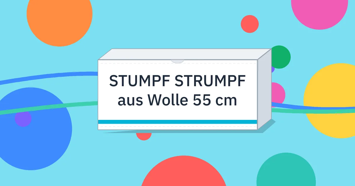 Symbolbild: Packung mit der Aufschrift STUMPF STRUMPF aus Wolle 55 cm (PZN 04865286) – Verfügbarkeit und Bezug in Apotheken in Frankfurt am Main