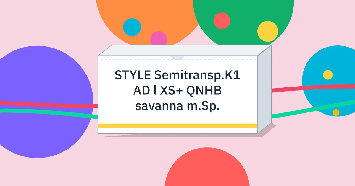 Symbolbild: Packung mit der Aufschrift STYLE Semitransp.K1 AD l XS+ QNHB savanna m.Sp. (PZN 18870635) – Verfügbarkeit und Bezug in Apotheken in Frankfurt am Main