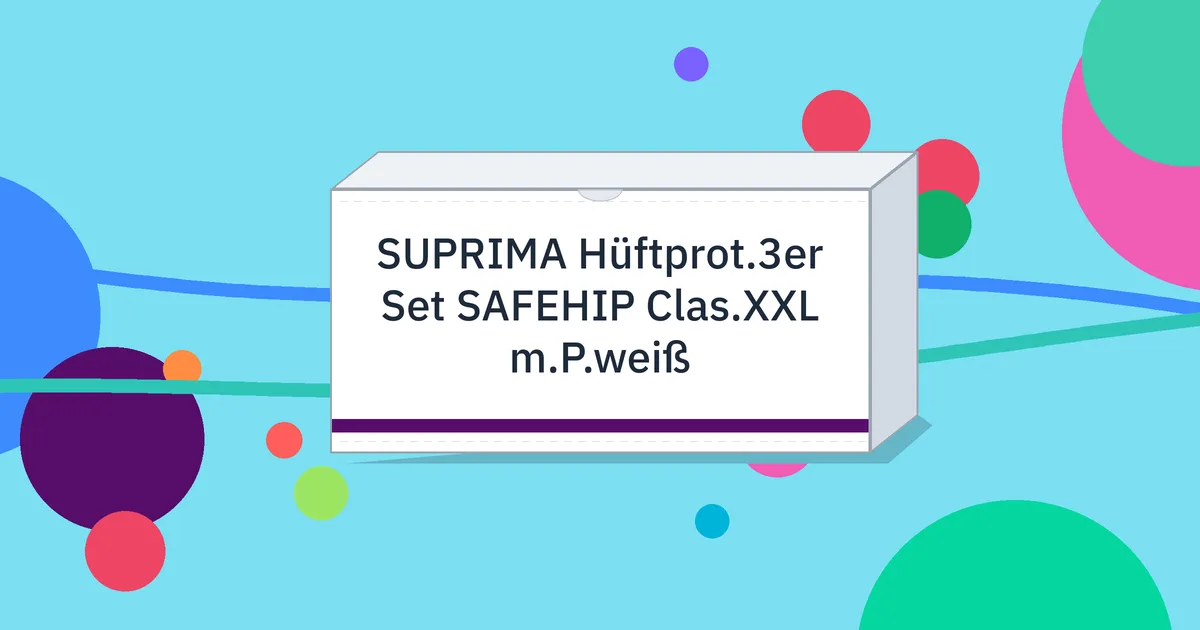 Symbolbild: Packung mit der Aufschrift SUPRIMA Hüftprot.3er Set SAFEHIP Clas.XXL m.P.weiß (PZN 13818653) – Verfügbarkeit und Bezug in Apotheken in Frankfurt am Main