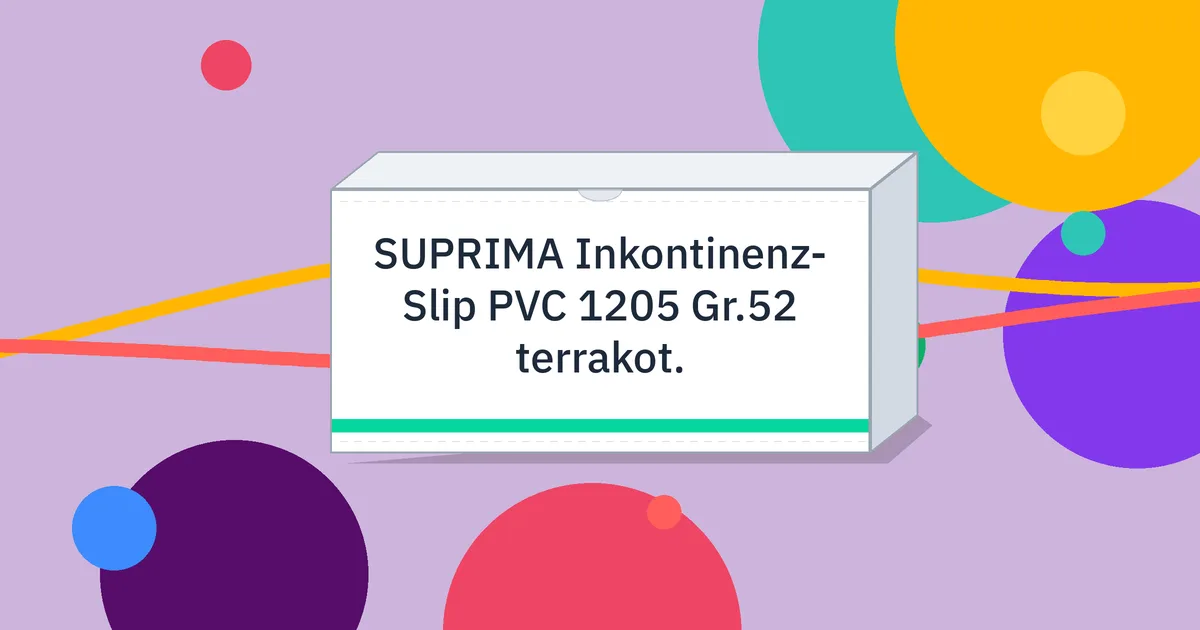Symbolbild: Packung mit der Aufschrift SUPRIMA Inkontinenz-Slip PVC 1205 Gr.52 terrakot. (PZN 00413788) – Verfügbarkeit und Bezug in Apotheken in Frankfurt am Main