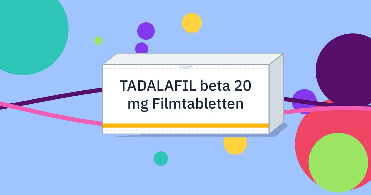 Symbolbild: Packung mit der Aufschrift TADALAFIL beta 20 mg Filmtabletten (PZN 13700265) – Verfügbarkeit und Bezug in Apotheken in Frankfurt am Main