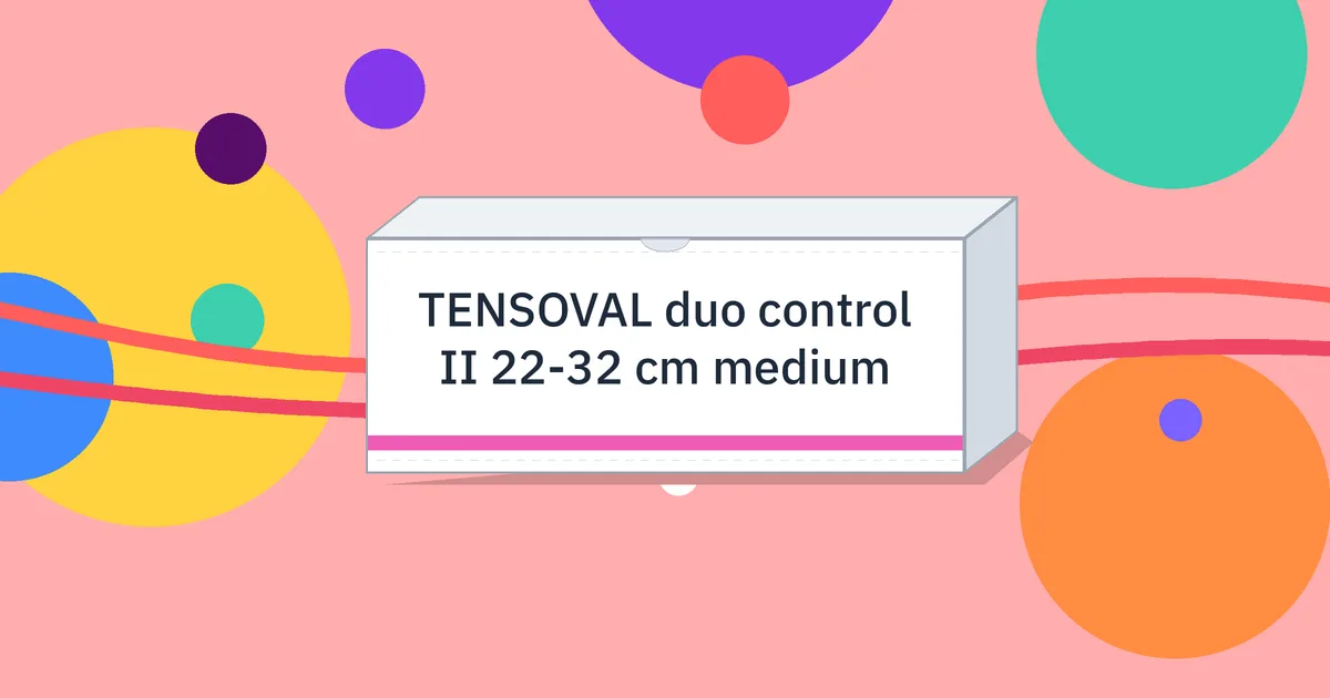 Symbolbild: Packung mit der Aufschrift TENSOVAL duo control II 22-32 cm medium (PZN 09243098) – Verfügbarkeit und Bezug in Apotheken in Frankfurt am Main