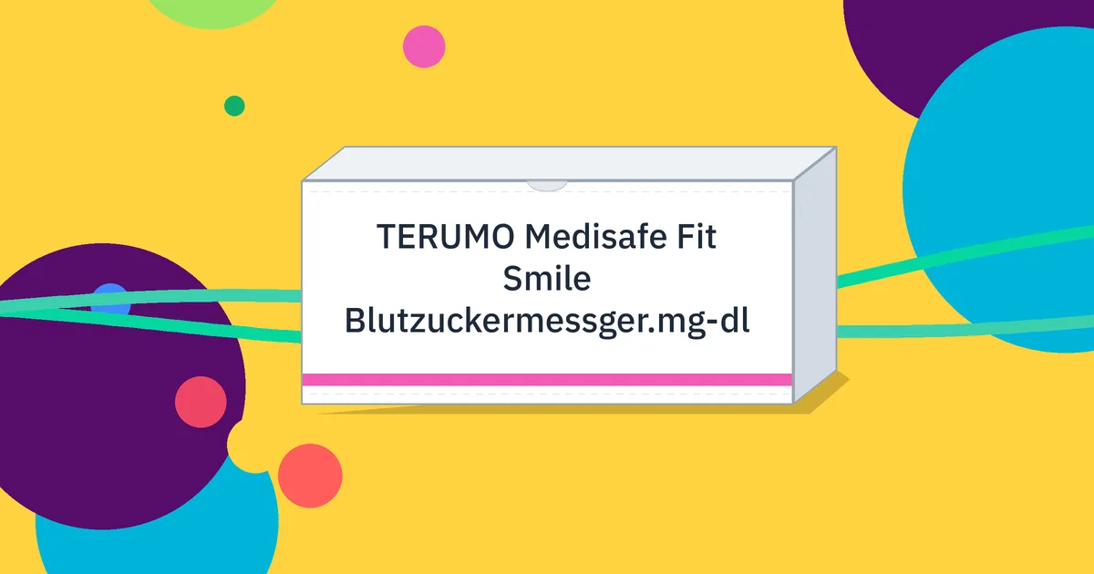 Symbolbild: Packung mit der Aufschrift TERUMO Medisafe Fit Smile Blutzuckermessger.mg-dl (PZN 11340785) – Verfügbarkeit und Bezug in Apotheken in Frankfurt am Main