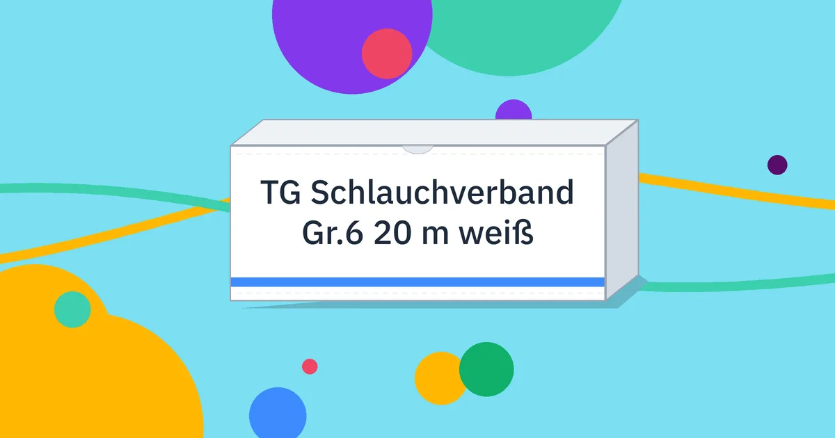 Symbolbild: Packung mit der Aufschrift TG Schlauchverband Gr.6 20 m weiß (PZN 17972121) – Verfügbarkeit und Bezug in Apotheken in Frankfurt am Main