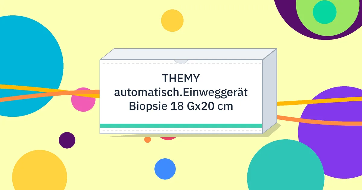 Symbolbild: Packung mit der Aufschrift THEMY automatisch.Einweggerät Biopsie 18 Gx20 cm (PZN 16920151) – Verfügbarkeit und Bezug in Apotheken in Frankfurt am Main